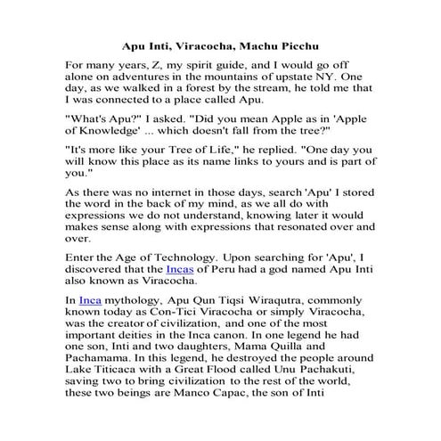 Apu inti, viracocha, . | DOCX