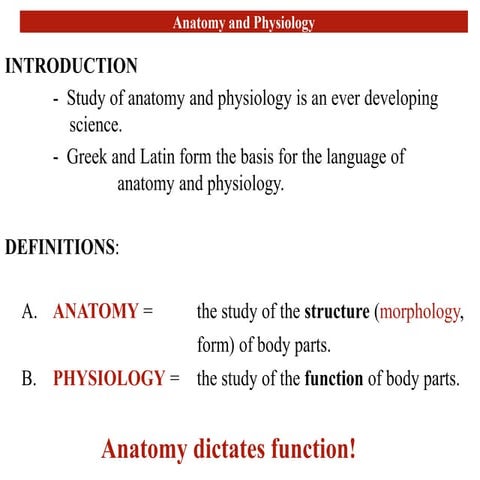 Chapter 1 Introduction to Anatomy and Physiology | PPTX
