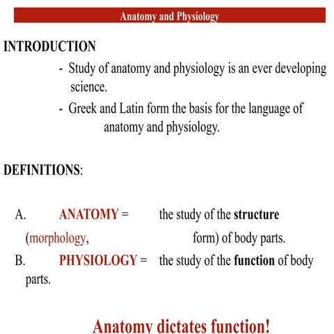 Chapter 1 Introduction to Anatomy and Physiology | PPTX