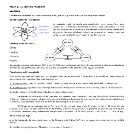 Ficha la-materia-y-sus-propiedades-para-quinto-de-primaria | DOC