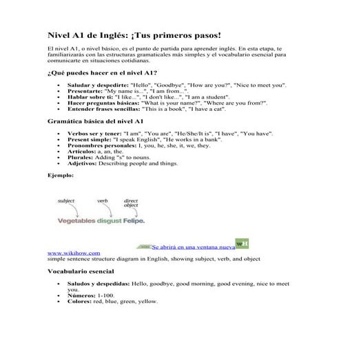Apuntes niveles de ingles A1 / Nivel A1 de Inglés: ¡Tus primeros pasos ...