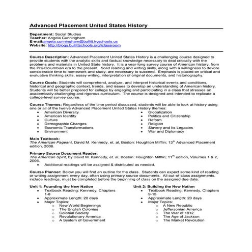AP US History Syllabus | DOCX
