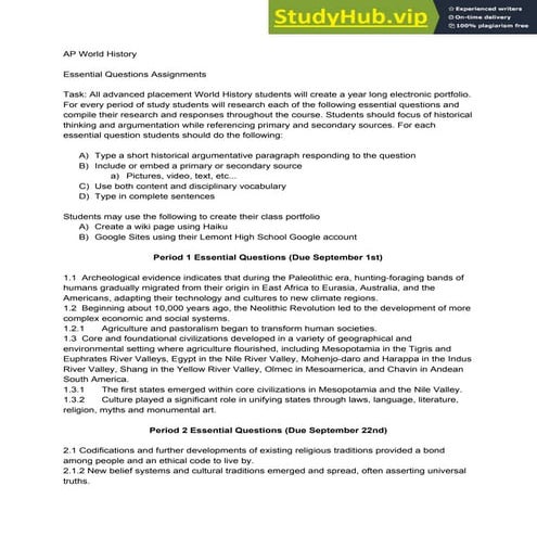 AP World Essential Questions | PDF