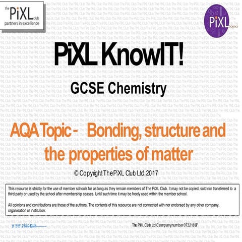 Aqa Chemistry Bonding Structure And The Properties Of Matter Know It Gcse Info Pptx