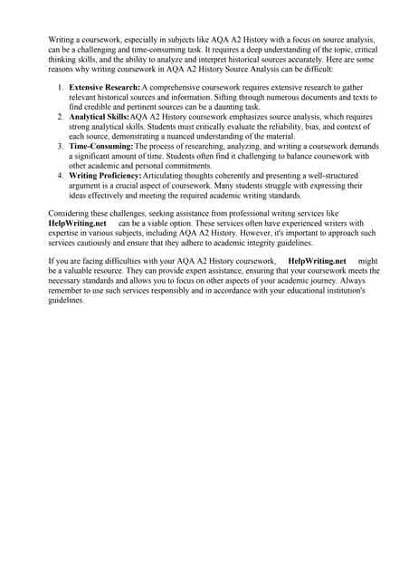 A Level History Coursework Structure. You will nee | PDF