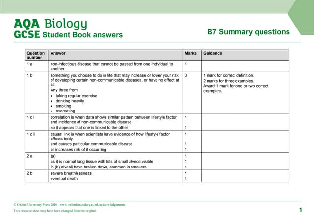 AQA Biology B7 [ Answers ] | PDF