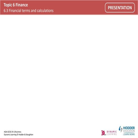 AQA Business finance powerpoint GCSEs last | PPTX