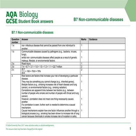 AQA Biology B7 [ Answers ] | PDF