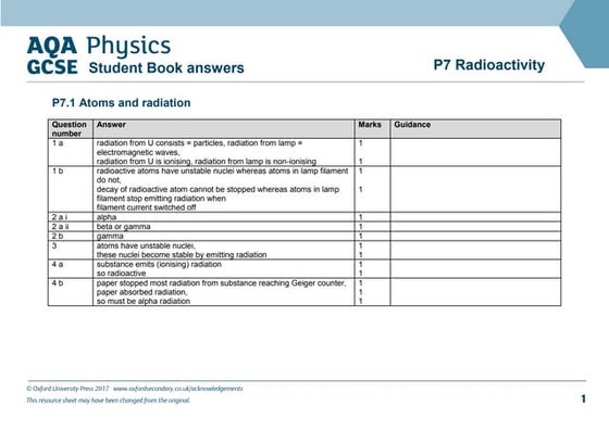 AQA GCSE Physics P1 [ Summary answers ] | PDF | Physics | Science