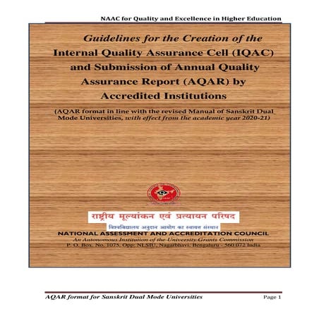 Quality Assurance and institutional accreditation performance indicators and institutional frame ...