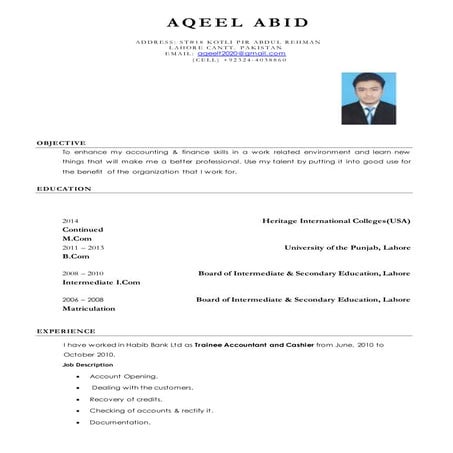 Aqeel abid cv | DOCX