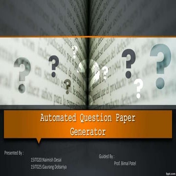 AUTOMATED QUESTION PAPER GENERATOR | PPTX