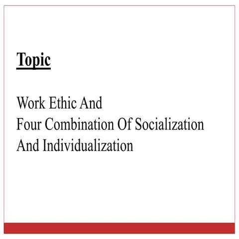 Work Ethic and Four combination of Socialization and Individualization ...