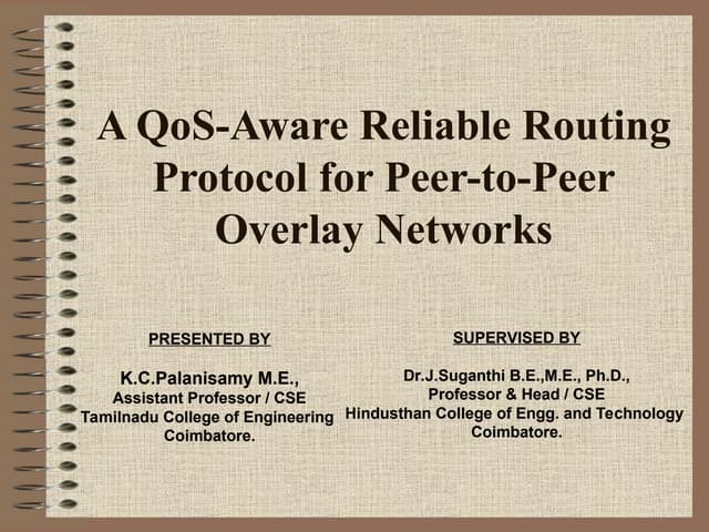 A Qos Aware Routing Protocols For P2p Overlayppt