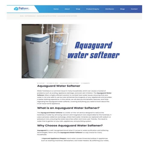 Aquaguard Water Softener | Softenerwaale | PDF