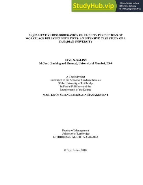 Thesis proposal workplace bullying | PPTX | Crime & Harmful Acts to ...