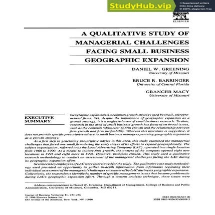 A Qualitative Study Of Managerial Challenges Facing Small Business ...