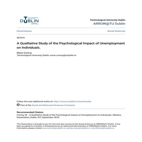 A Qualitative Study of the Psychological Impact of Unemployment. | PDF