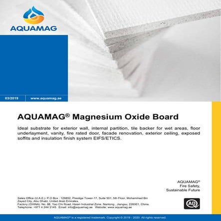 Aquamag Magnesium Oxide Boards Brochure | PDF