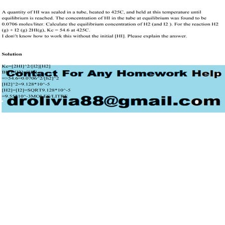 A quantity of HI was sealed in a tube, heated to 425C, and held at t.pdf