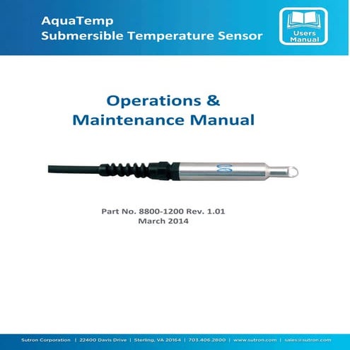 Aqua temp submersible temperature sensor | PDF