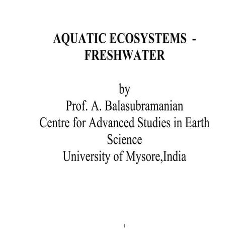 Aquatic ecosystems freshwater | PDF