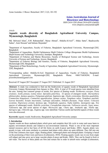 Diversity and identification of aquatic macrophytes of four lakes of ...