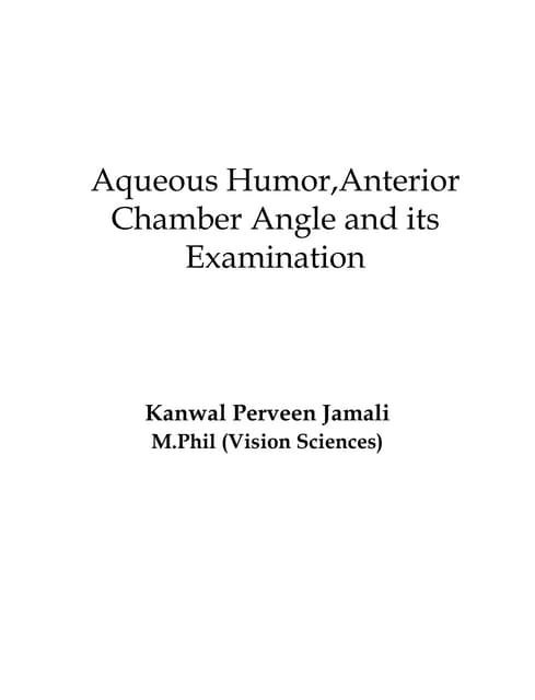 Anterior chamber and aquous humour | PPT