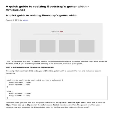 A Quick Guide To Resizing Bootstraps Gutter Width Pdf Web Design And Html Internet