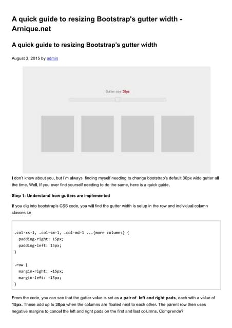 A Quick Guide To Resizing Bootstraps Gutter Width Pdf Web Design And Html Internet