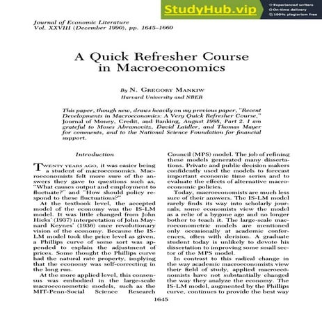 A Quick Refresher Course Macroeconomics | PDF