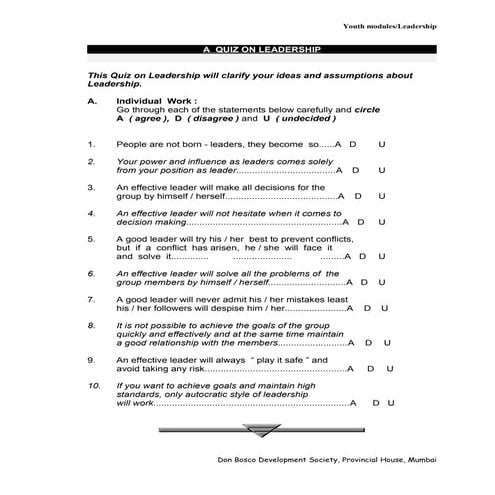 A Quiz On Leadership | DOC
