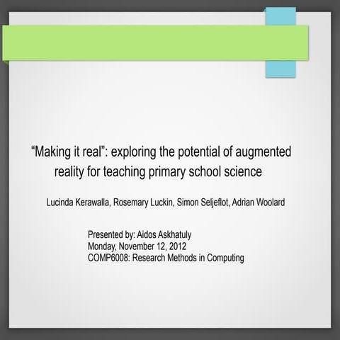 Augmented Reality and Education | PPTX
