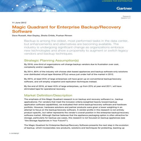 Magic Quadrant For Enterprise Backup/Recovery Software | PDF