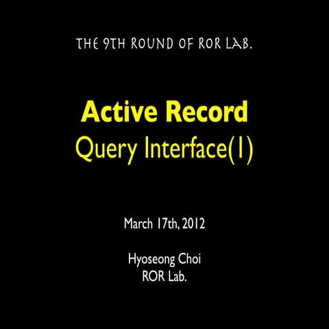 Activerecord Query Interface 1 Season 1 Ppt