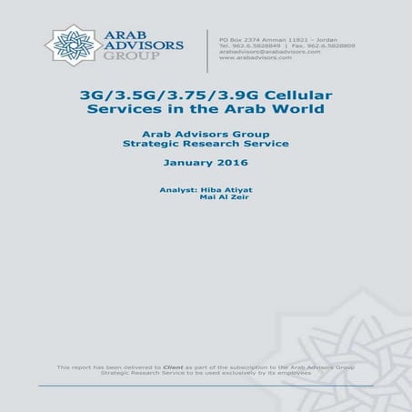 3G/3.5G/3.75/3.9G Cellular Services in the Arab World | PDF