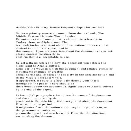Arabic 330 - Primary Source Response Paper Instructions .docx