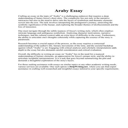 Araby Essay | PDF