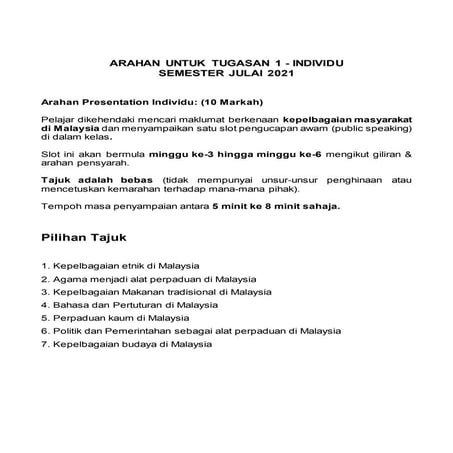 Arahan untuk tugasan 1 | PDF