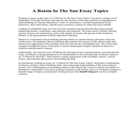 Raisin In The Sun Essay.pdf