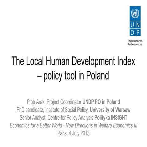 The Local Human Development Index - policy tool in Poland | PPTX