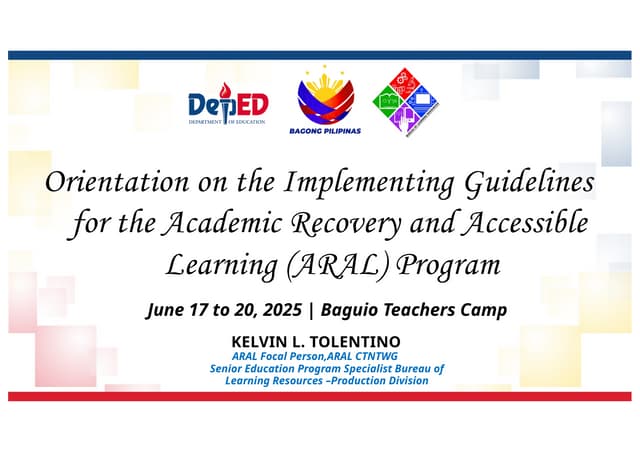 ARAL Program of Adia Elementary School-- | PPTX