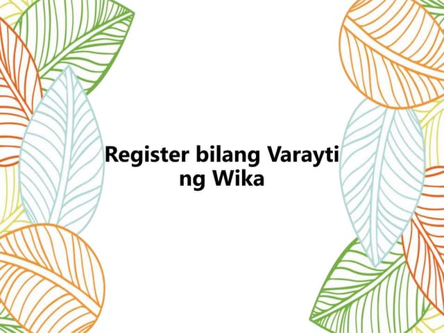 Register barayti ng wika | PPTX