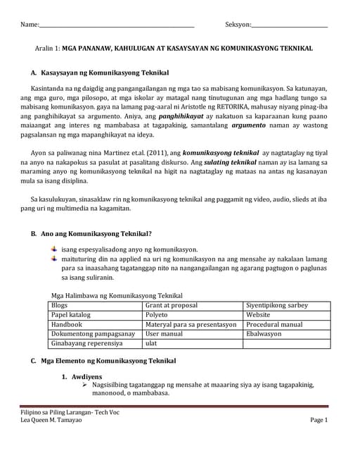 Aralin 2 Teknikal Bokasyunal na Sulatin | PPT