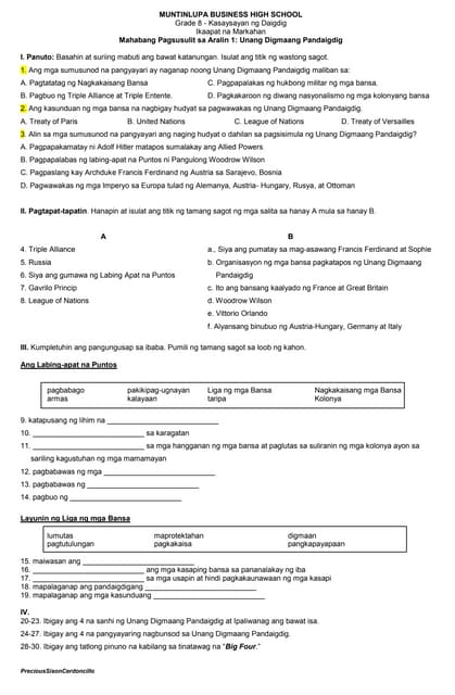 Araling Panlipunan 8 Demo LP | PDF