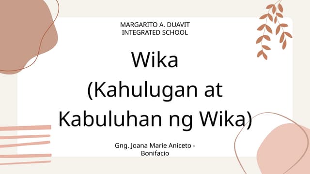 FILIPINO 11.KOMUNIKASYON AT PANANALIKSIK SA WIKA AT KULTURANG PILKIPINOAntas_ng_wika.ppt