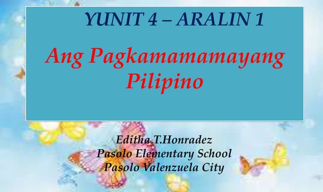 YUNIT II ARALIN 11: Likas Kayang Pag-unlad | PPTX