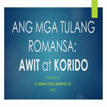 Kaibahan ng awit at korido | DOCX