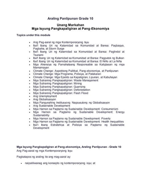 AP Grade 10 Q1 Mod1 | PDF