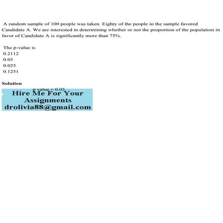 A random sample of 100 people was taken. Eighty of the people i.pdf